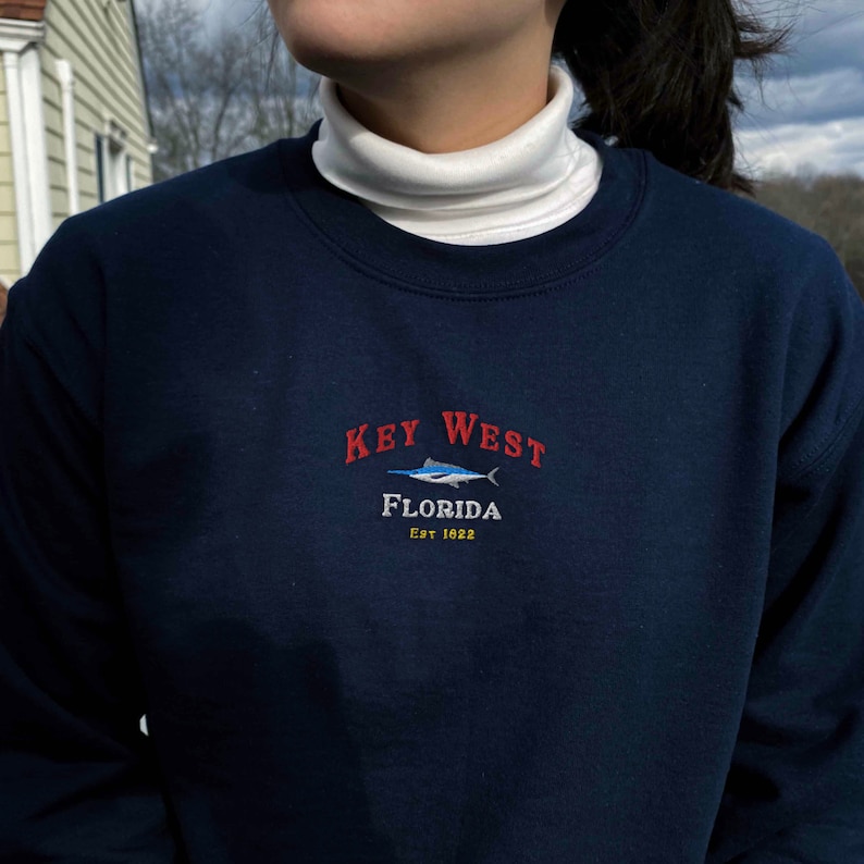 Key West Vintage Sweatshirt Crewneck Embroidered Oversized - Etsy