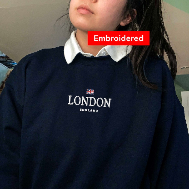 London England Sweatshirt Embroidered Vintage Britain - Etsy