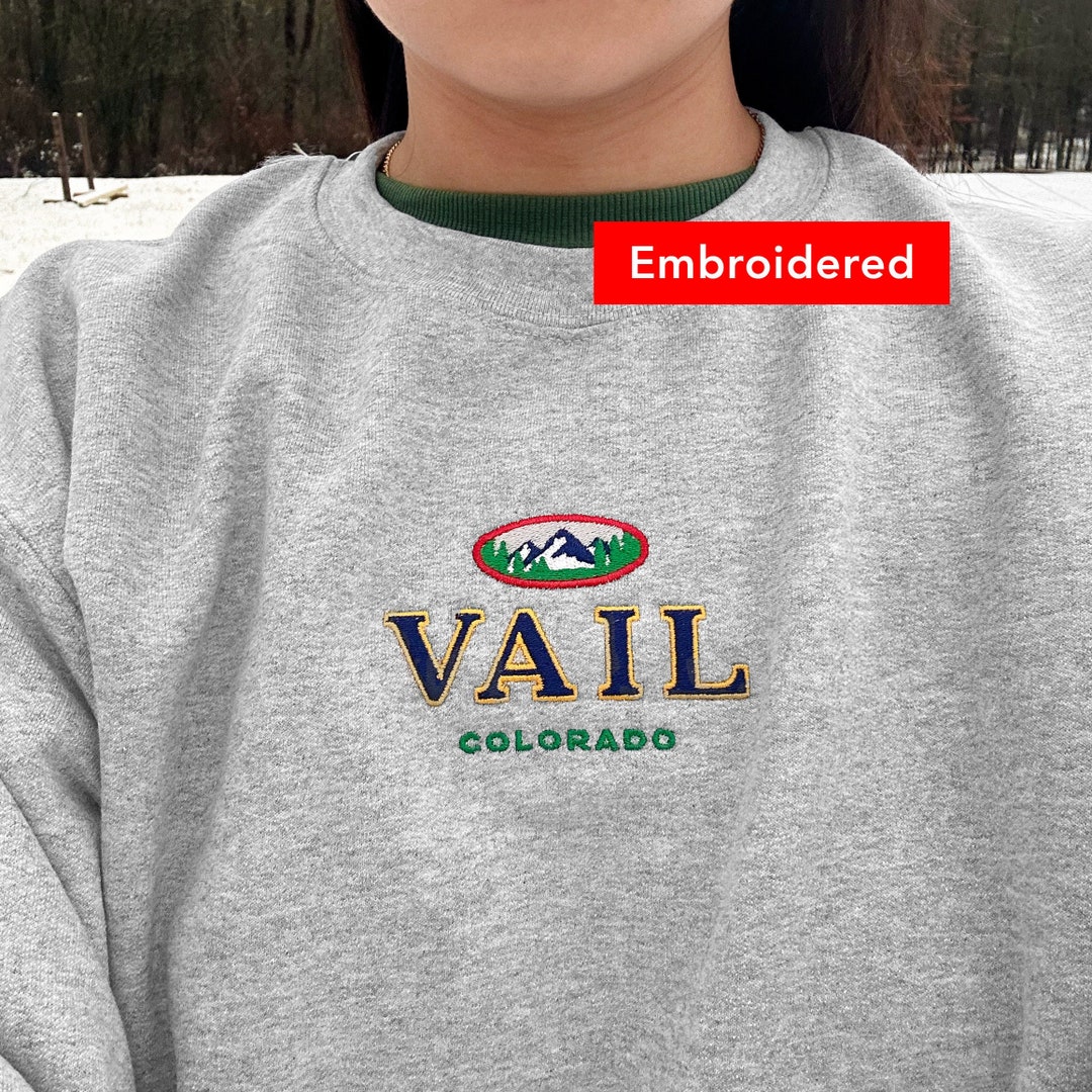 Vail Sweatshirt Vintage, Vintage Ski Resort Crewneck Embroidered ...