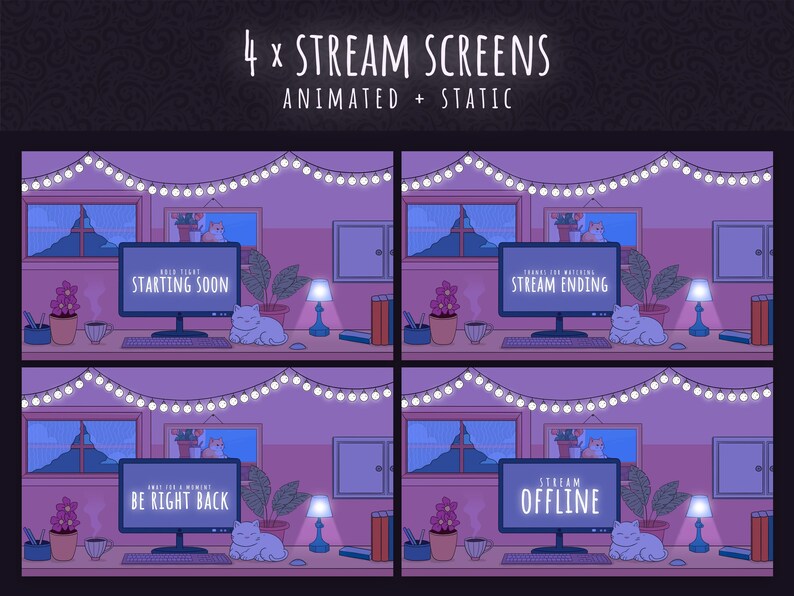 Cozy Room Animated Twitch Overlays Pack | Stream Package - Etsy