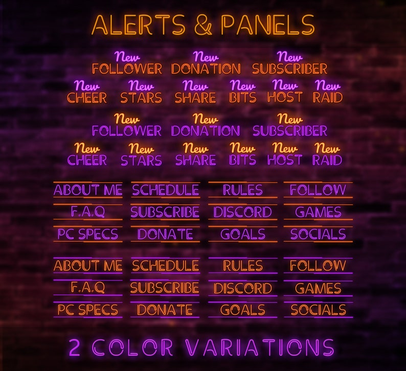 Neon Glowing Twitch Stream Overlays ANIMATED - Etsy