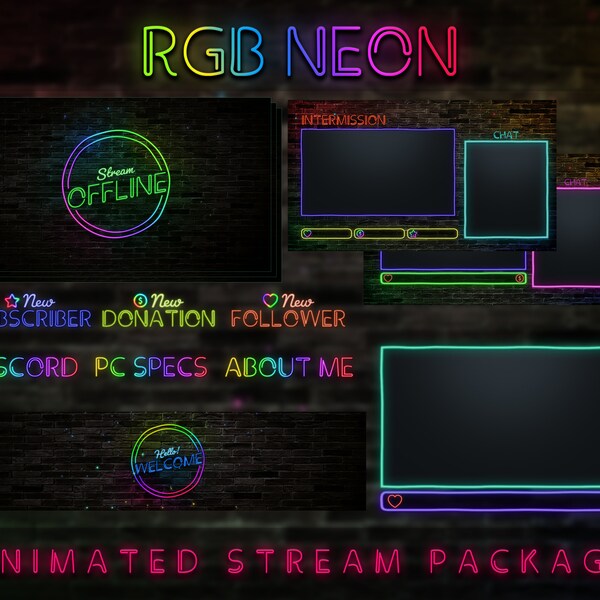 Neon Twitch Overlay - Etsy