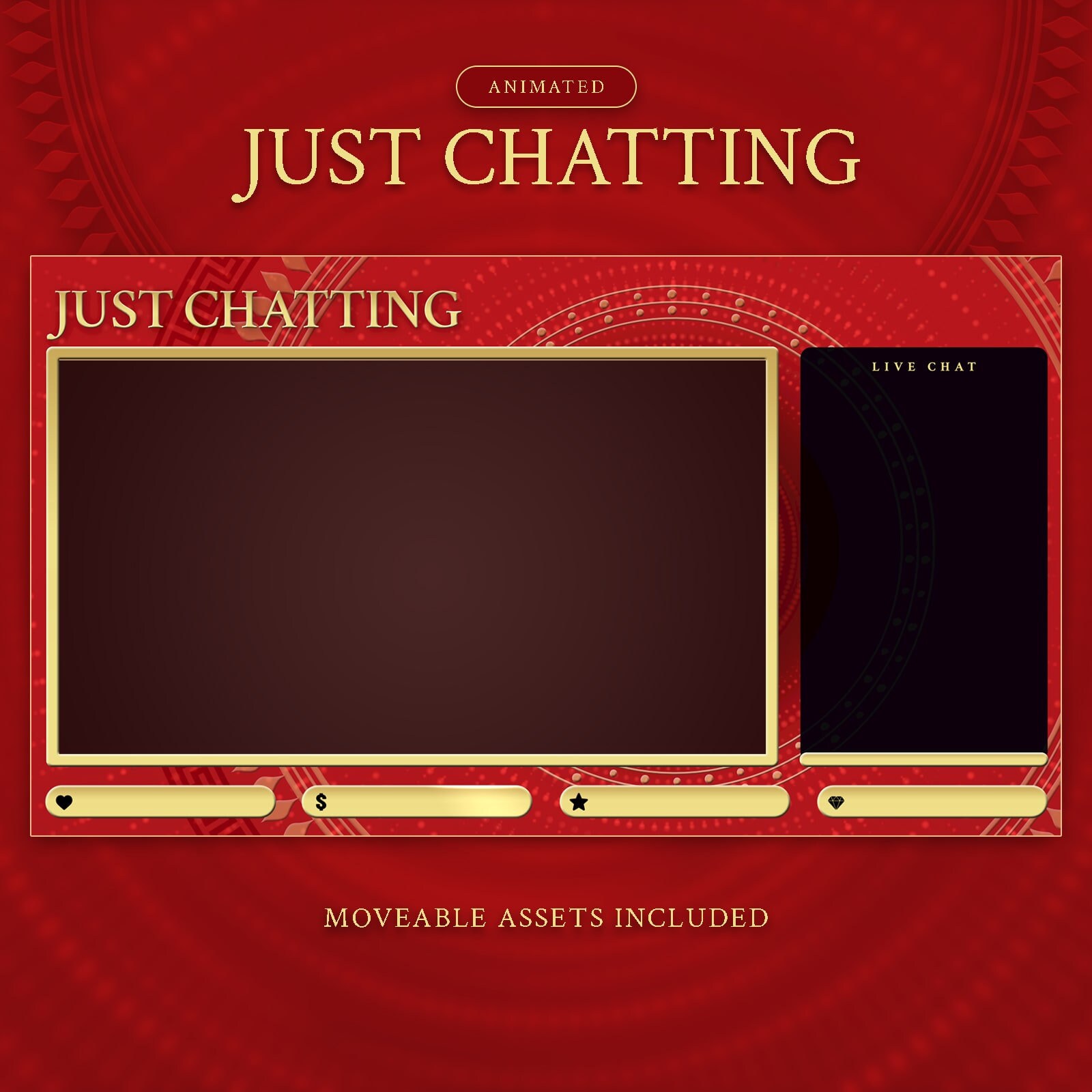 Red Gold Crimson Crown Royal Stream Pack Animated - Etsy