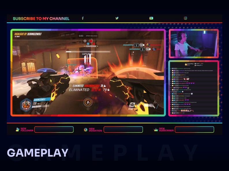 Stream Overlay Pack Animated Neon RGB - Etsy Canada