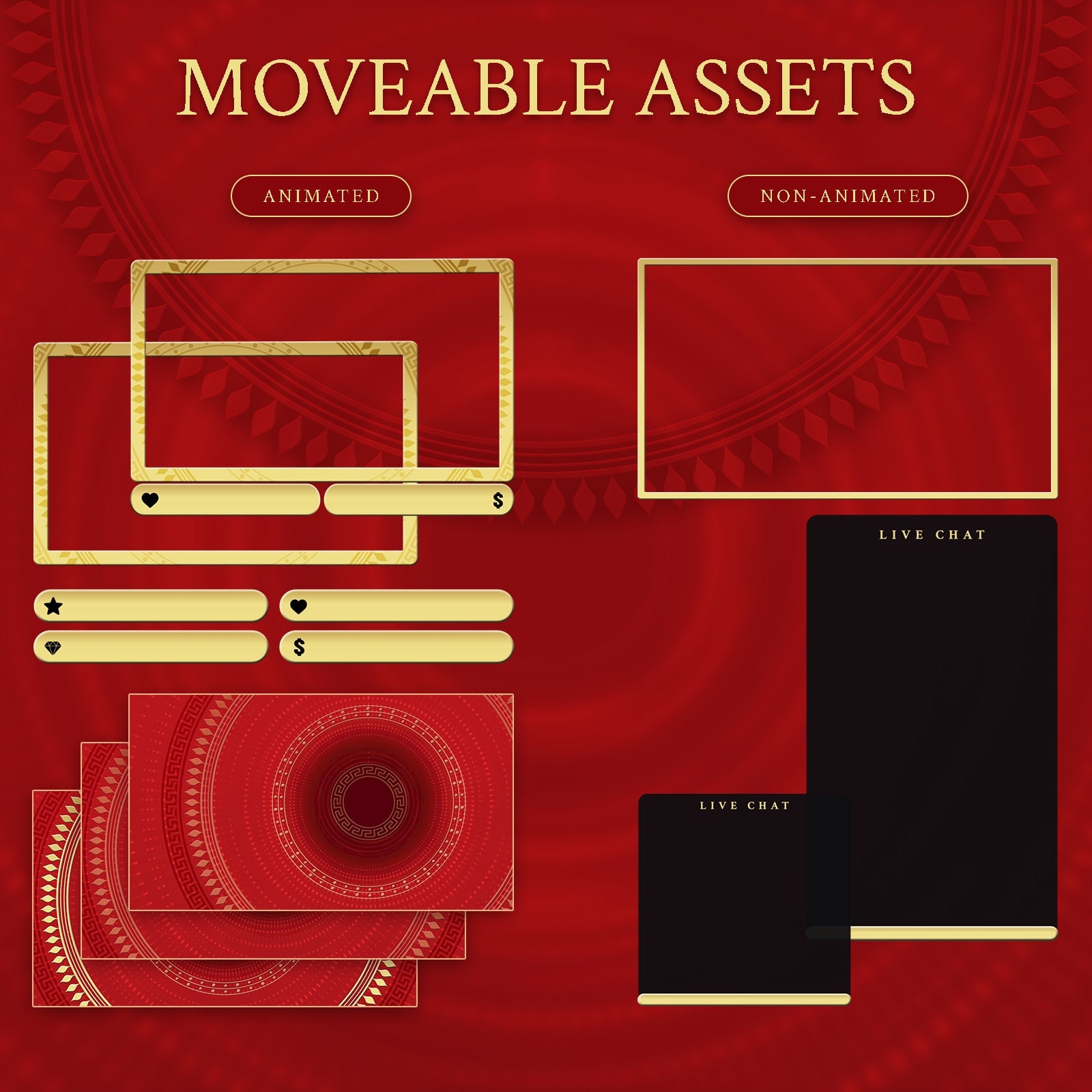 Red Gold Crimson Crown Royal Stream Pack Animated - Etsy