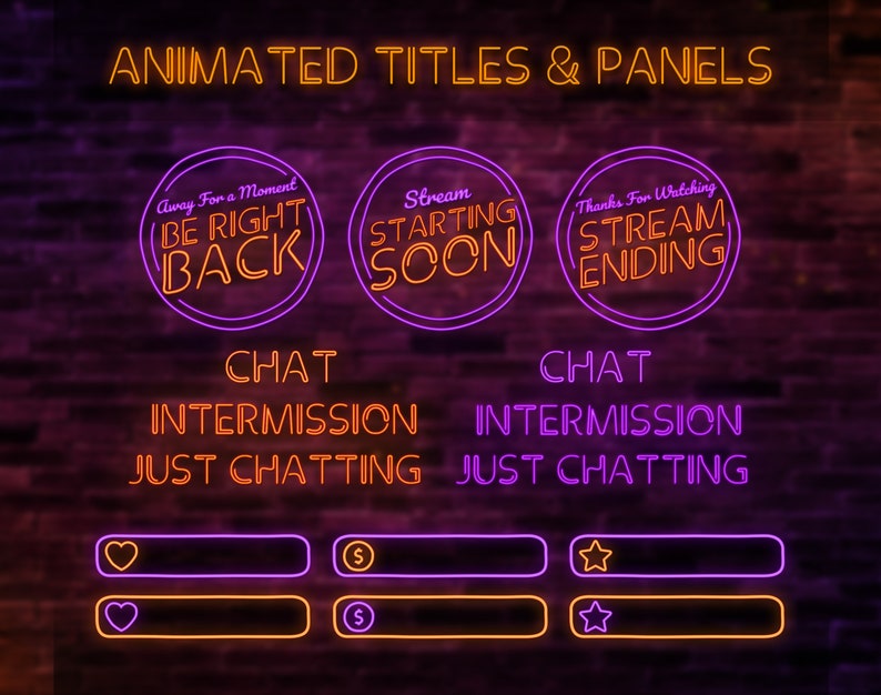 Neon Glowing Twitch Stream Overlays ANIMATED - Etsy