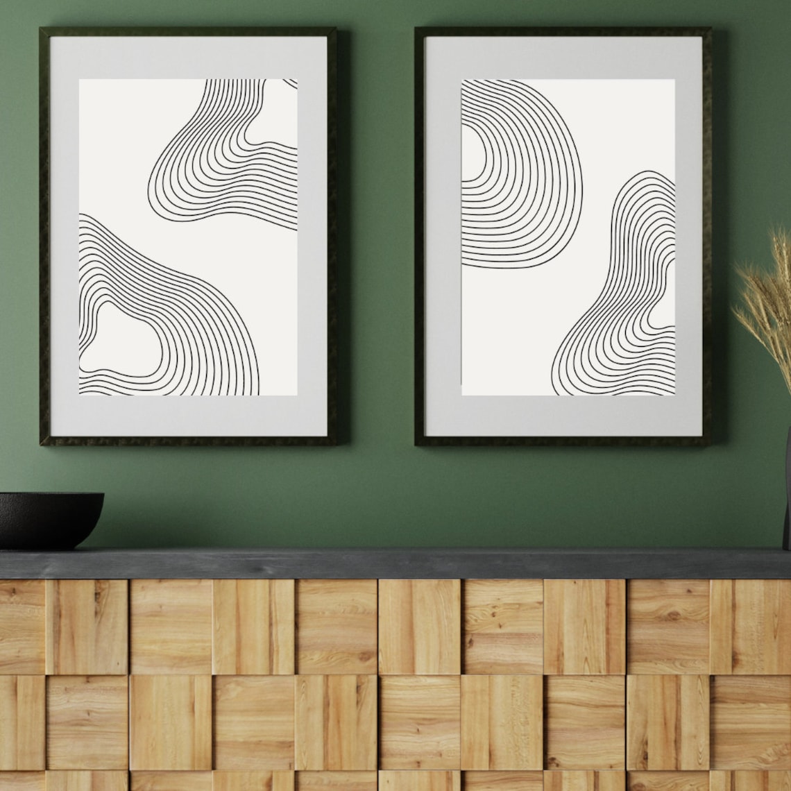 Minimalist Lines Art 1 | Black and Beige Lines | Digital Download | Mid ...