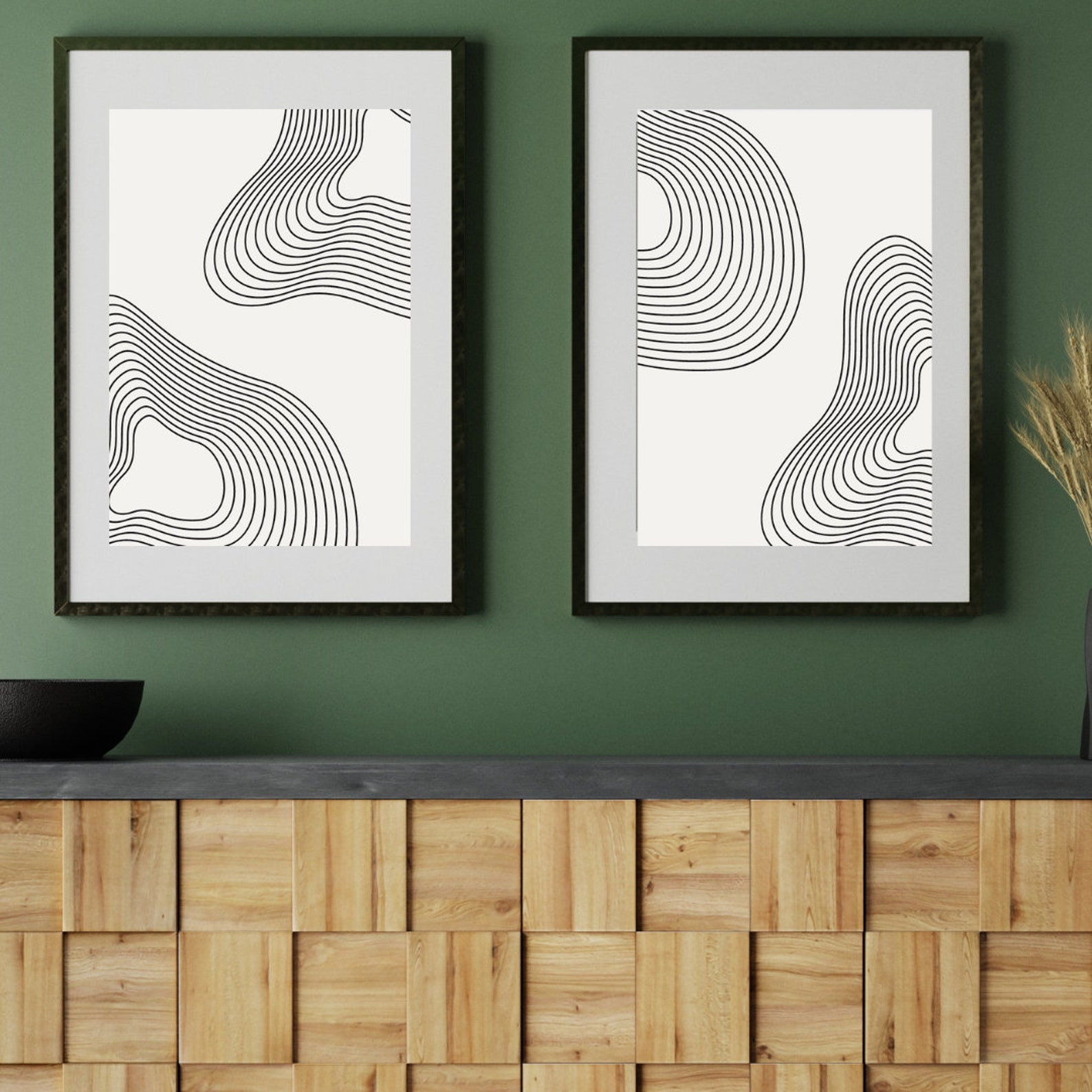 Minimalist Lines Art 1 | Black and Beige Lines | Digital Download | Mid ...