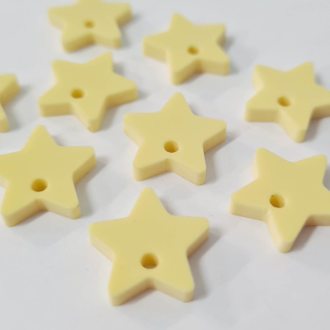 20 Pcs 16mm Laser Cut PASTEL YELLOW Acrylic STARS With or Without 2mm ...