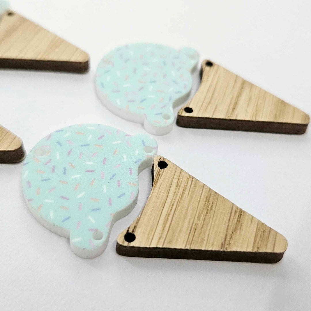 12pcs 50mm Laser Cut AQUA SPRINKLE Acrylic Single Scoop ICECREAM - Etsy