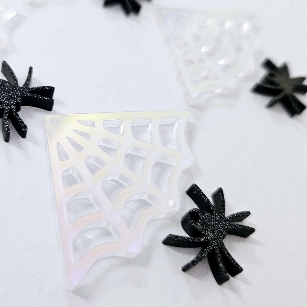 12 Pcs 45mm Laser Cut IRIDESCENT SPIDER WEB Acrylic Dangles, With Spiders. - Etsy
