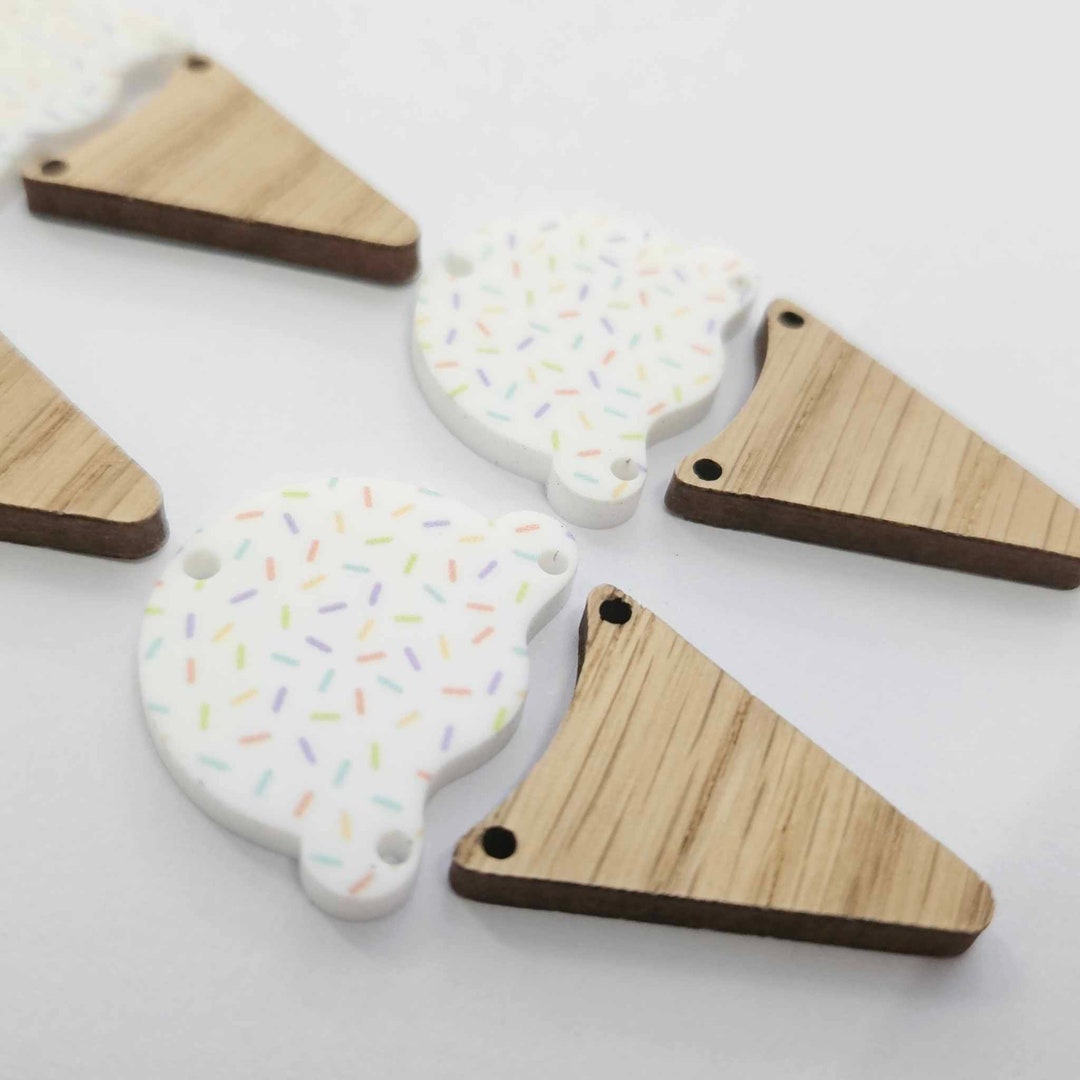12pcs 50mm Laser Cut WHITE SPRINKLE Acrylic Single Scoop ICECREAM - Etsy
