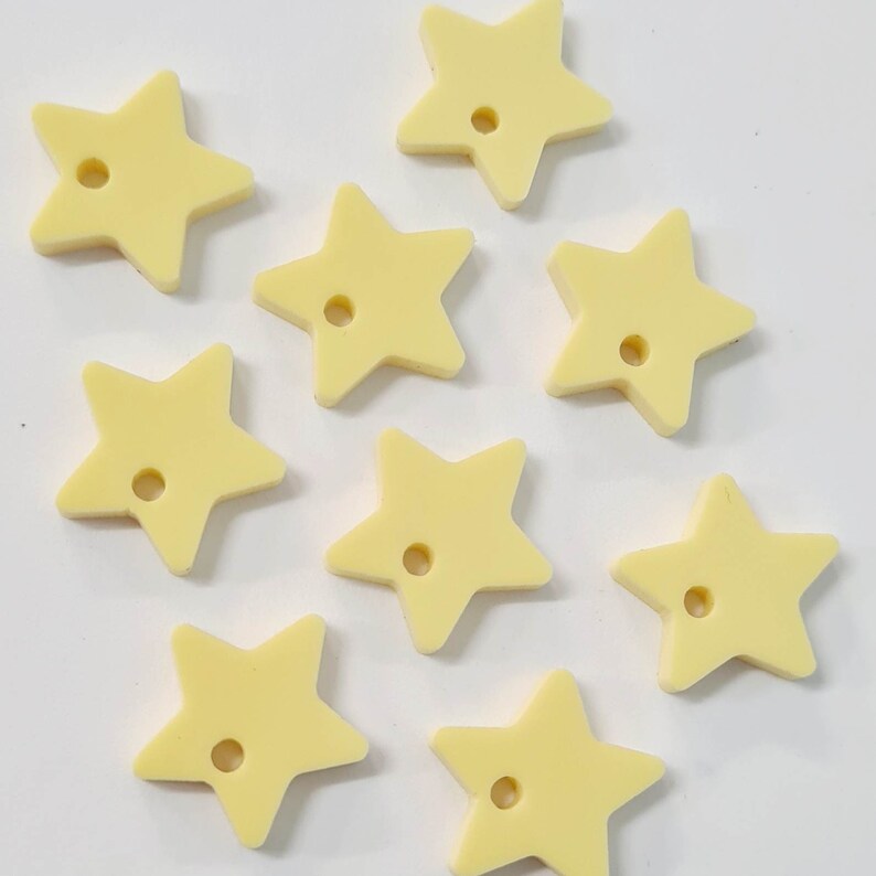 20 Pcs 16mm Laser Cut PASTEL YELLOW Acrylic STARS With or Without 2mm ...