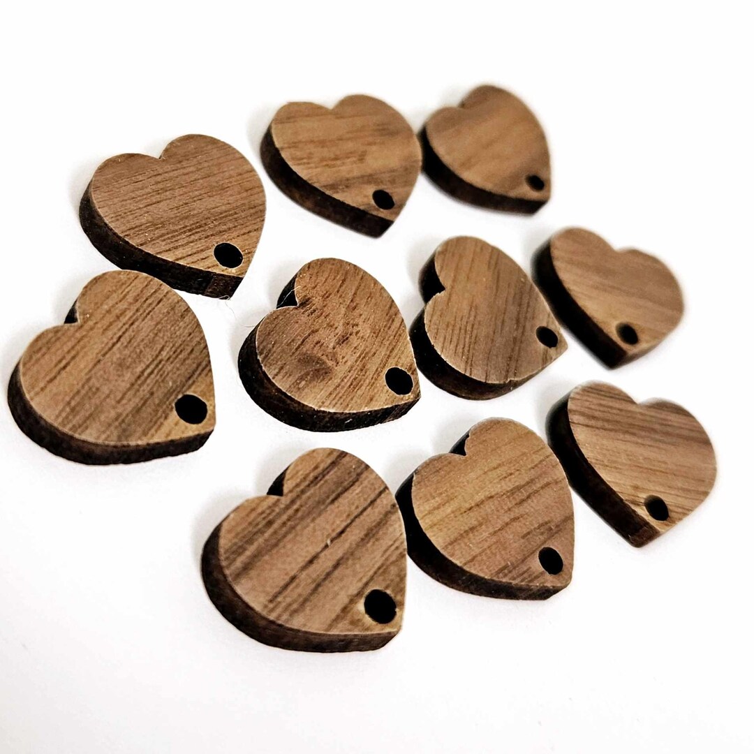 14mm Laser Cut WALNUT HEARTS With or Without 2mm Hole - Etsy