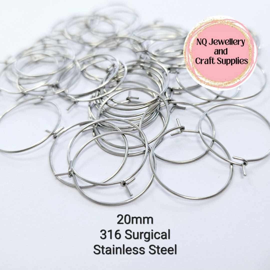 50pcs 20mm SILVER HOOPS 316 Surgical Stainless Steel (hook Closure) - Etsy