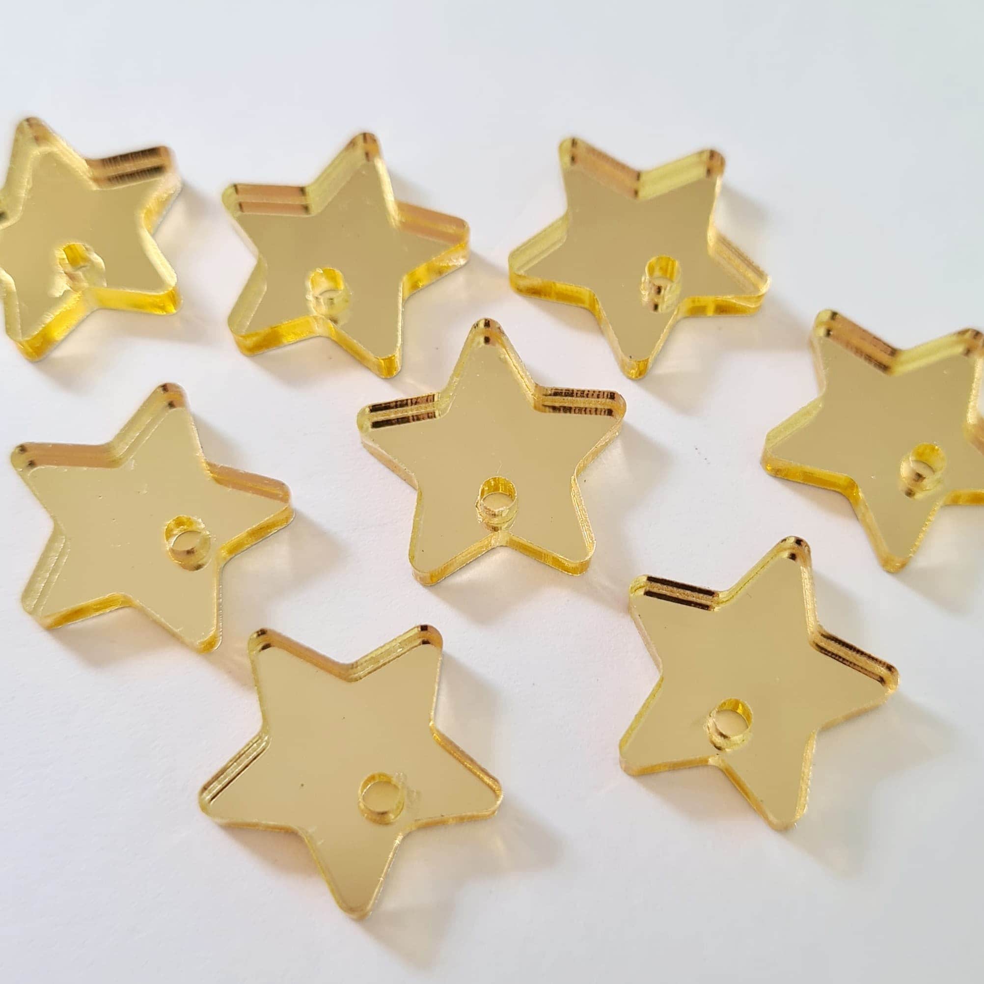 20 Pcs 16mm Laser Cut GOLD MIRROR Acrylic STARS With or Without 2mm ...