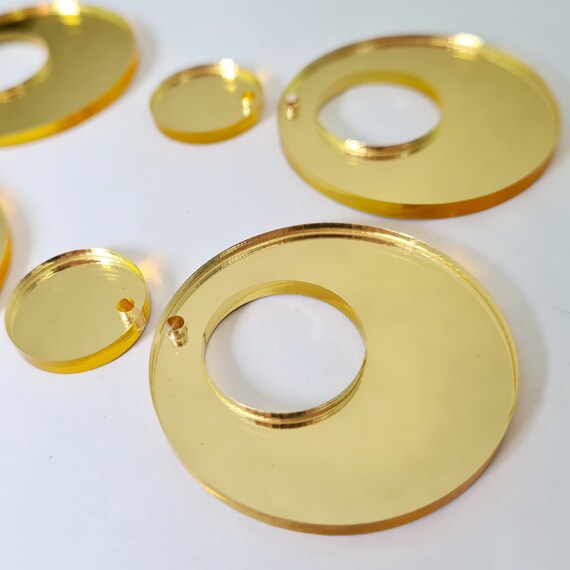 6 Pcs 40mm Laser Cut GOLD MIRROR Acrylic Dangles With Toppers - Etsy