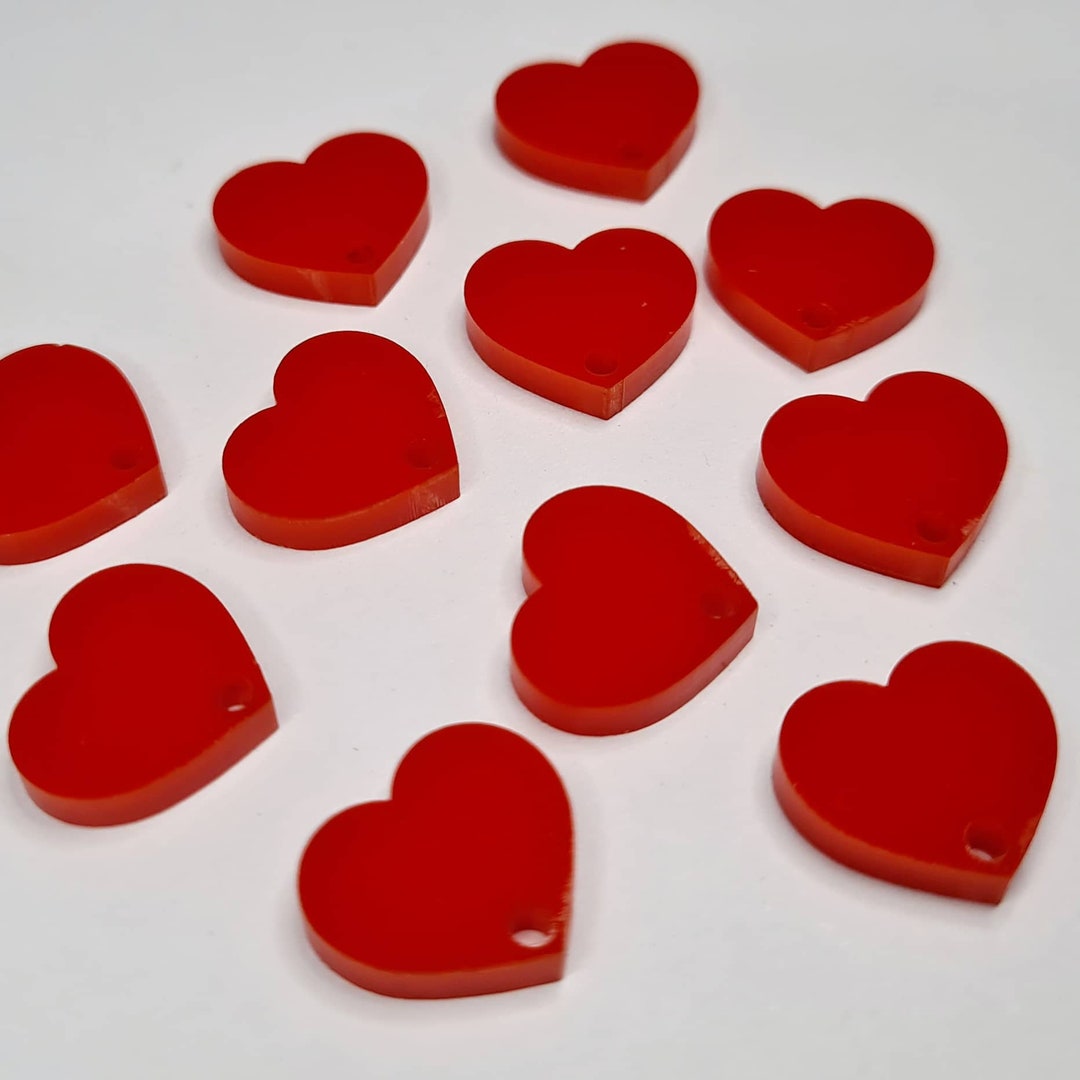 20 Pcs 14mm Laser Cut Red Acrylic Hearts With 2mm Hole - Etsy