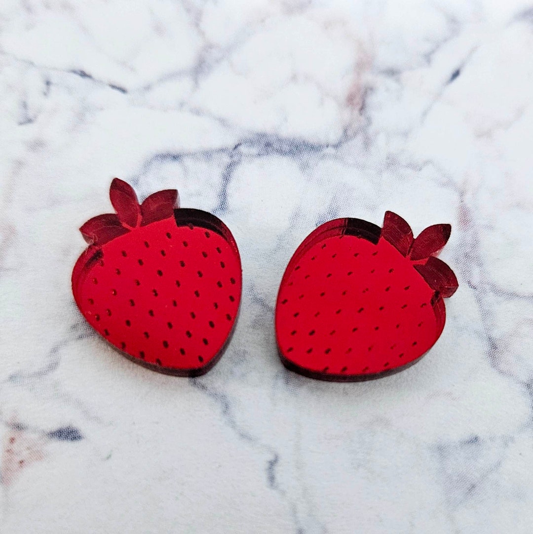 10 Pcs 18mm Laser Cut RED Mirrored Acrylic STRAWBERRIES - Etsy