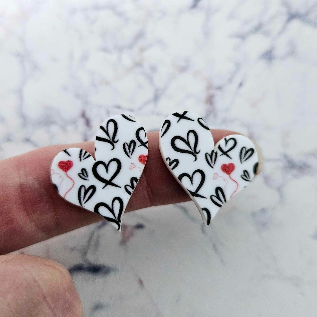 10 Pcs 23mm BLACK & RED HEARTY Hearts - Etsy
