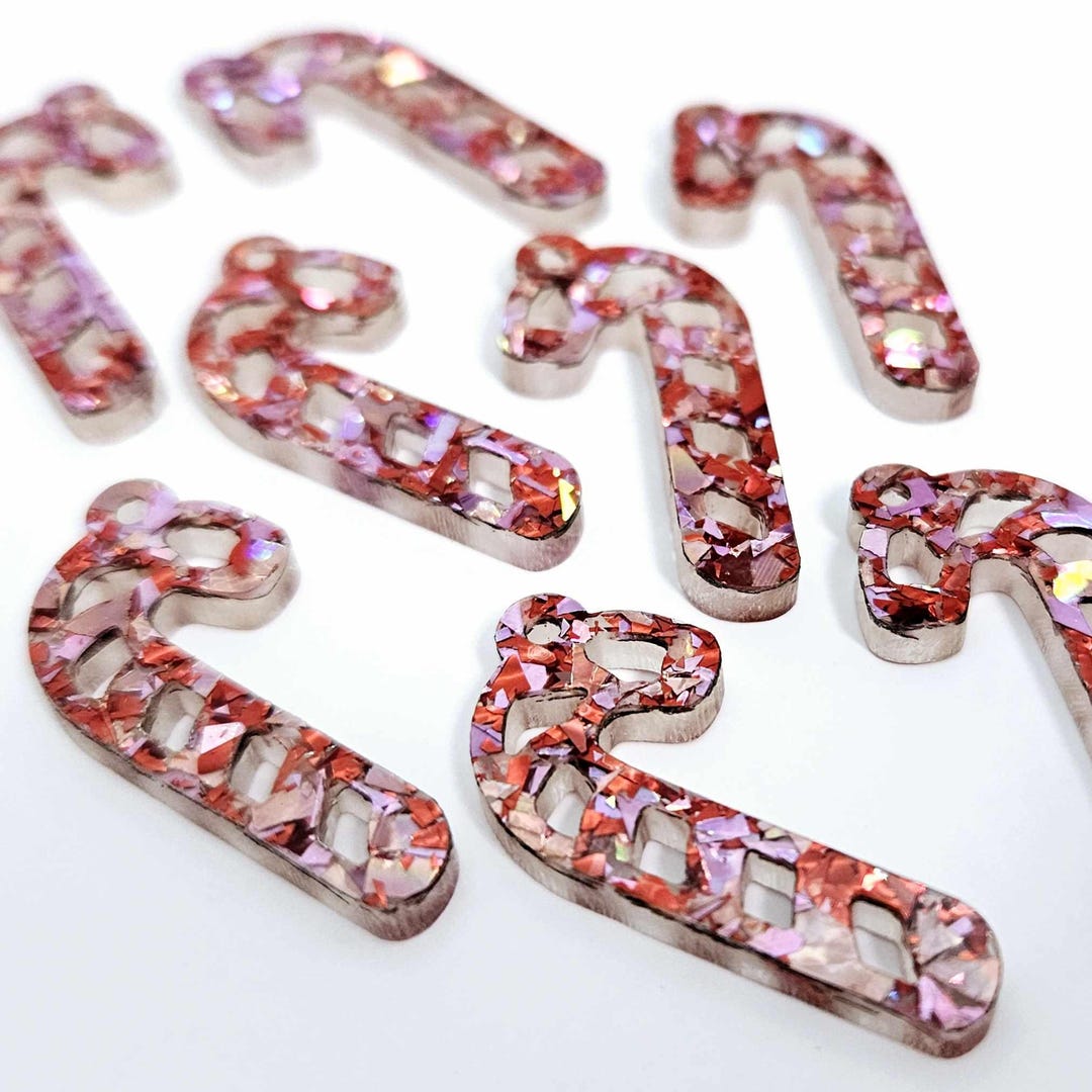 6 Pcs 31mm Laser Cut Chunky LOVE GLITTER Acrylic MINI Candy Canes - Etsy