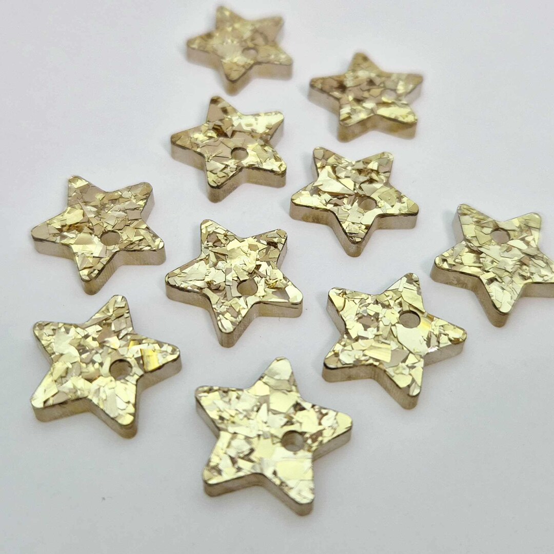 20 Pcs 16mm Laser Cut CHUNKY GOLD Glitter Acrylic STARS With or Without ...