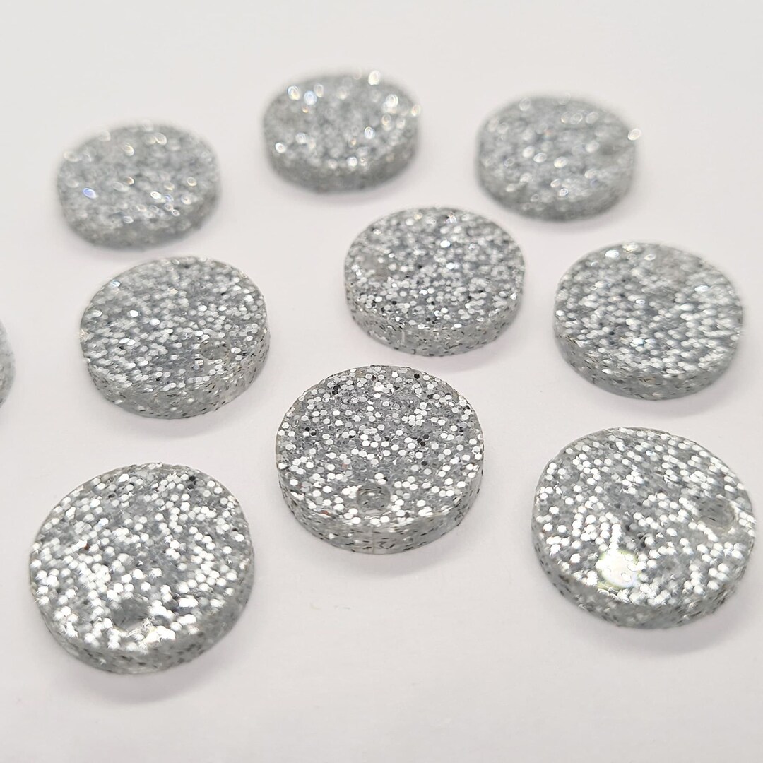 20 Pieces (10 Pairs) 14mm Laser Cut Silver Glitter Acrylic Circles With ...