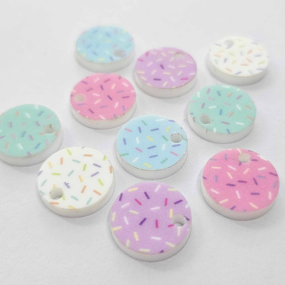 10 Pcs 14mm SPRINKLE Acrylic Circles MIXED PACK With or Without 2mm ...