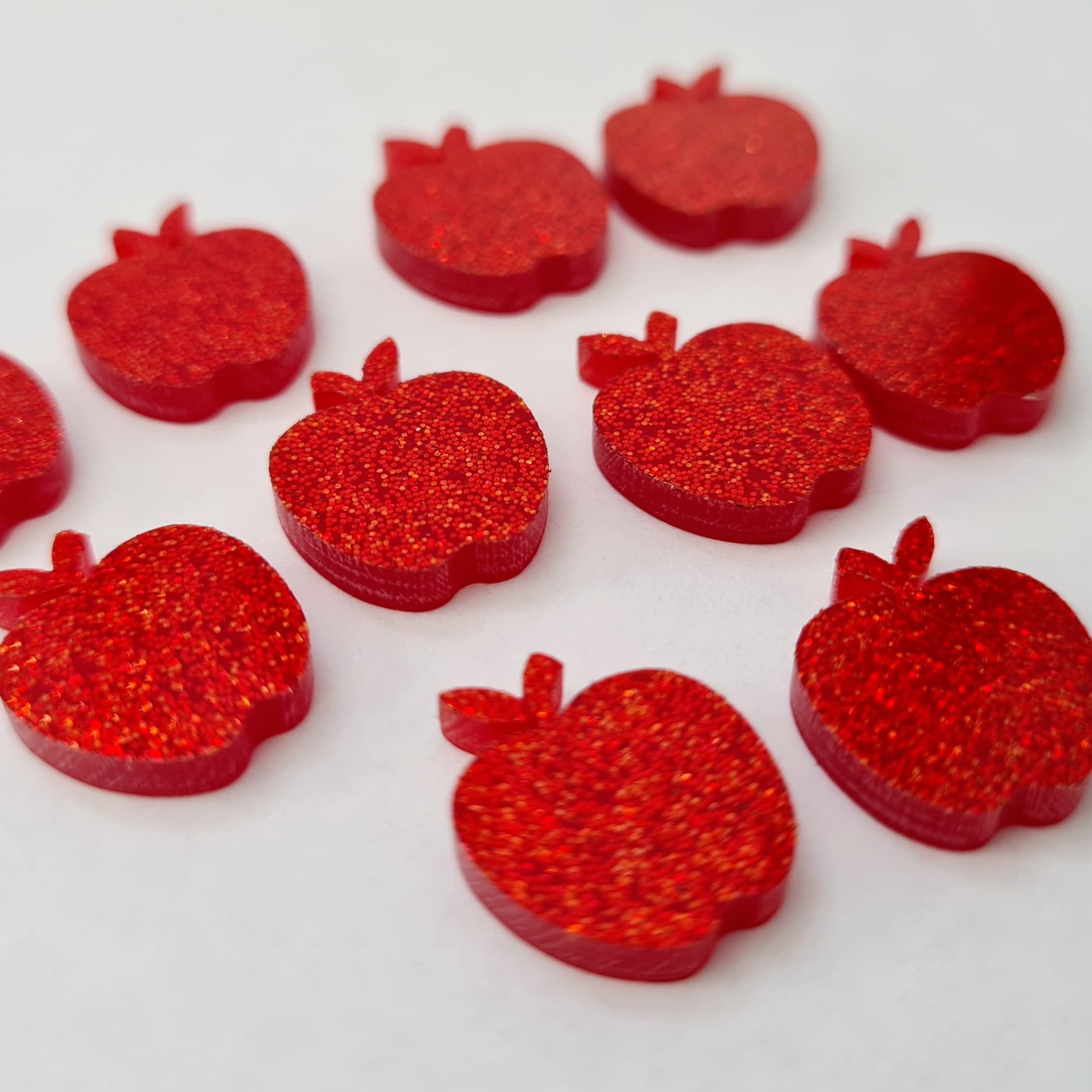 10 Pcs 14mm Laser Cut RED GLITTER Acrylic APPLES - Etsy