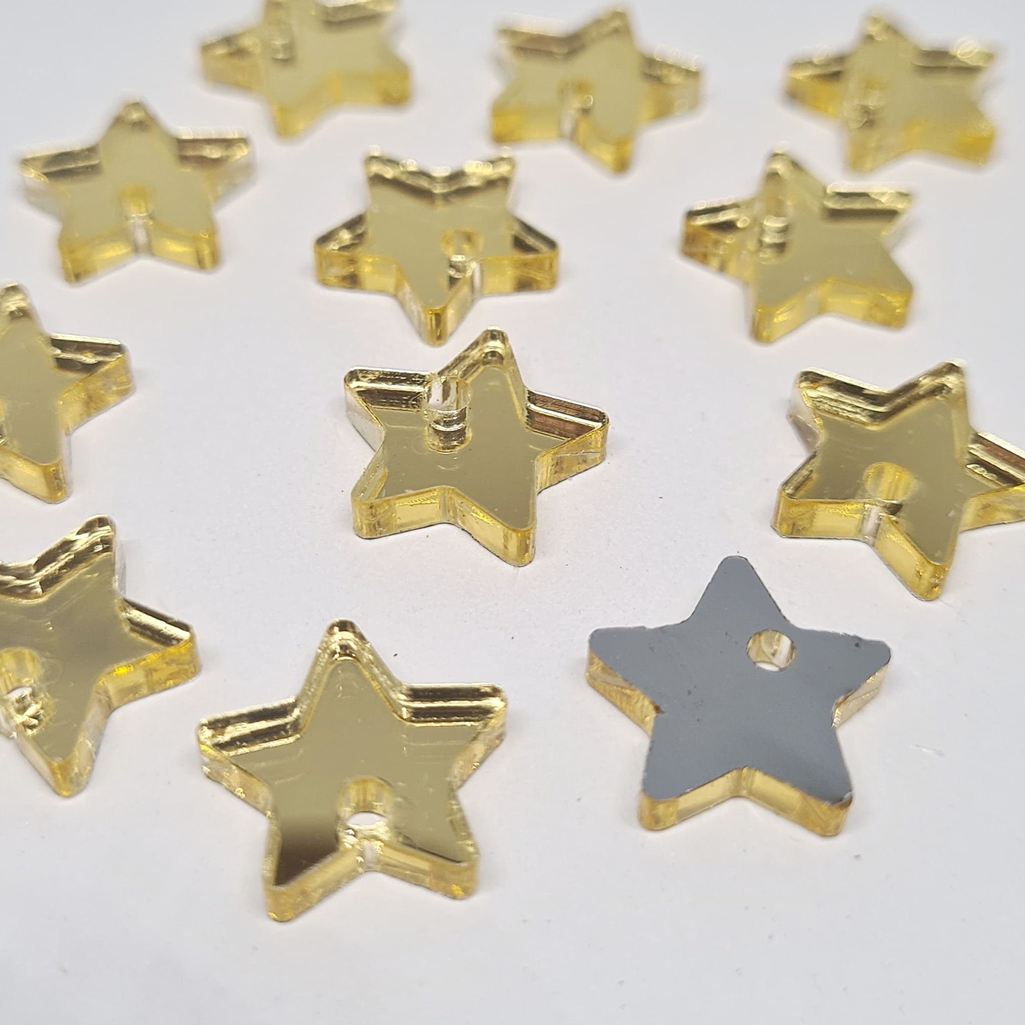 20 pcs 14mm Laser Cut Gold Mirrored Acrylic Stars with or | Etsy