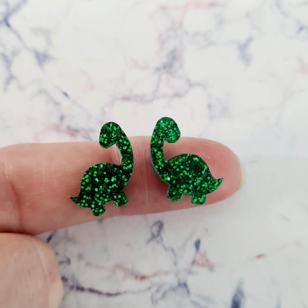 10 Pcs 15mm Laser Cut FOREST GREEN Glitter Acrylic BRONTOSAURUS - Etsy