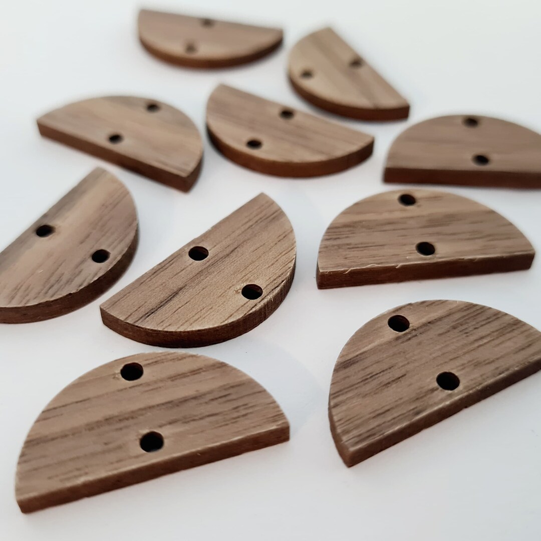 20 Pcs 26mm Laser Cut WALNUT Veneer SEMI CIRCLES With Two 2mm Holes - Etsy
