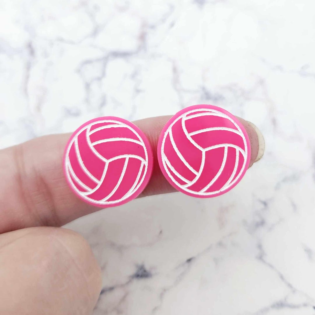 10pcs 18mm Laser Cut Hot PINK Acrylic NETBALL/VOLLEYBALL Earring Blanks ...