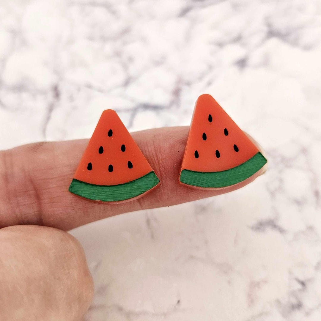 10 Pcs 18mm Laser Cut RED Acrylic WATERMELON Stud Blanks - Etsy Canada