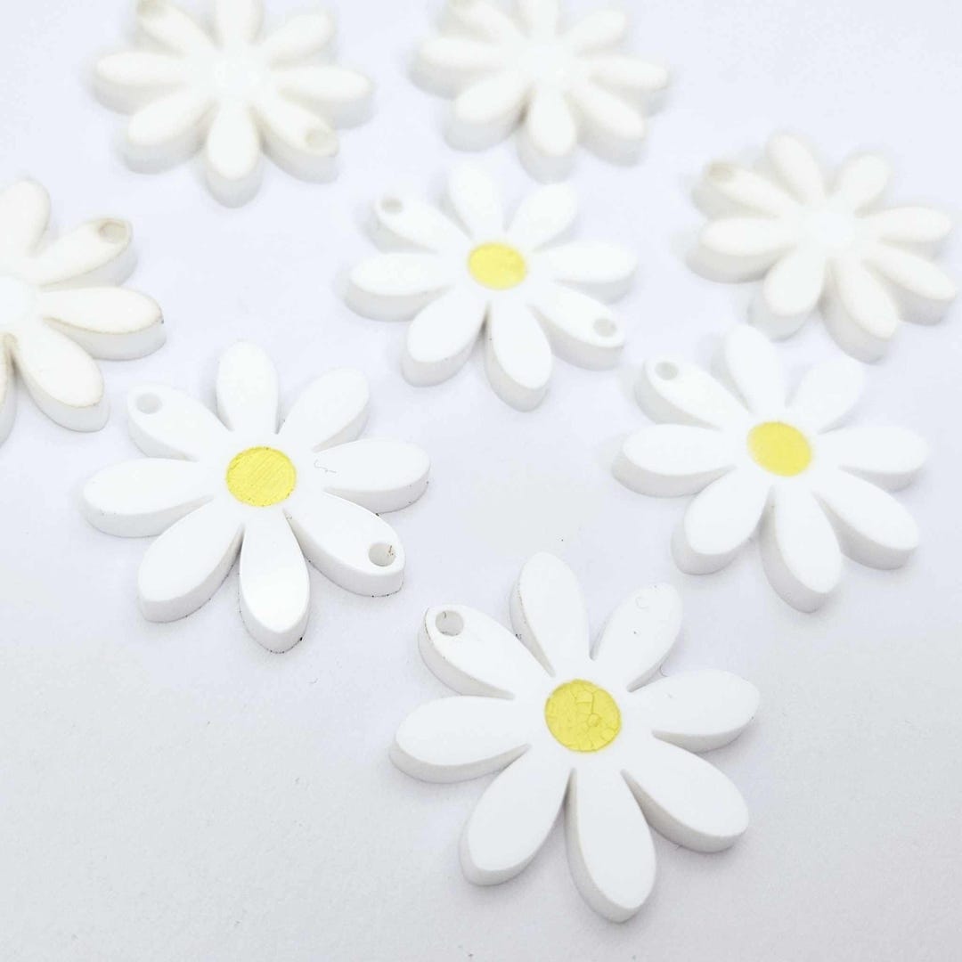 50mm Laser Cut WHITE Acrylic DAISY Dangles - Etsy