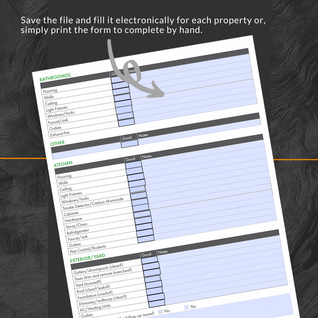 Periodic Rental Inspection Checklist (instant Download - Editable PDF ...
