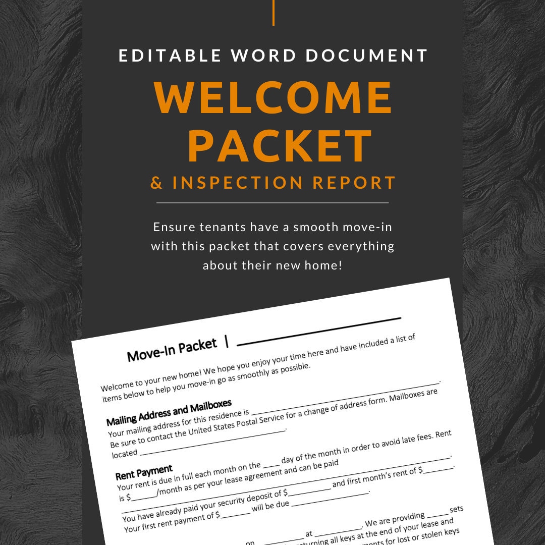 Tenant Welcome Packet - Rental Property Move-in (instant Download ...