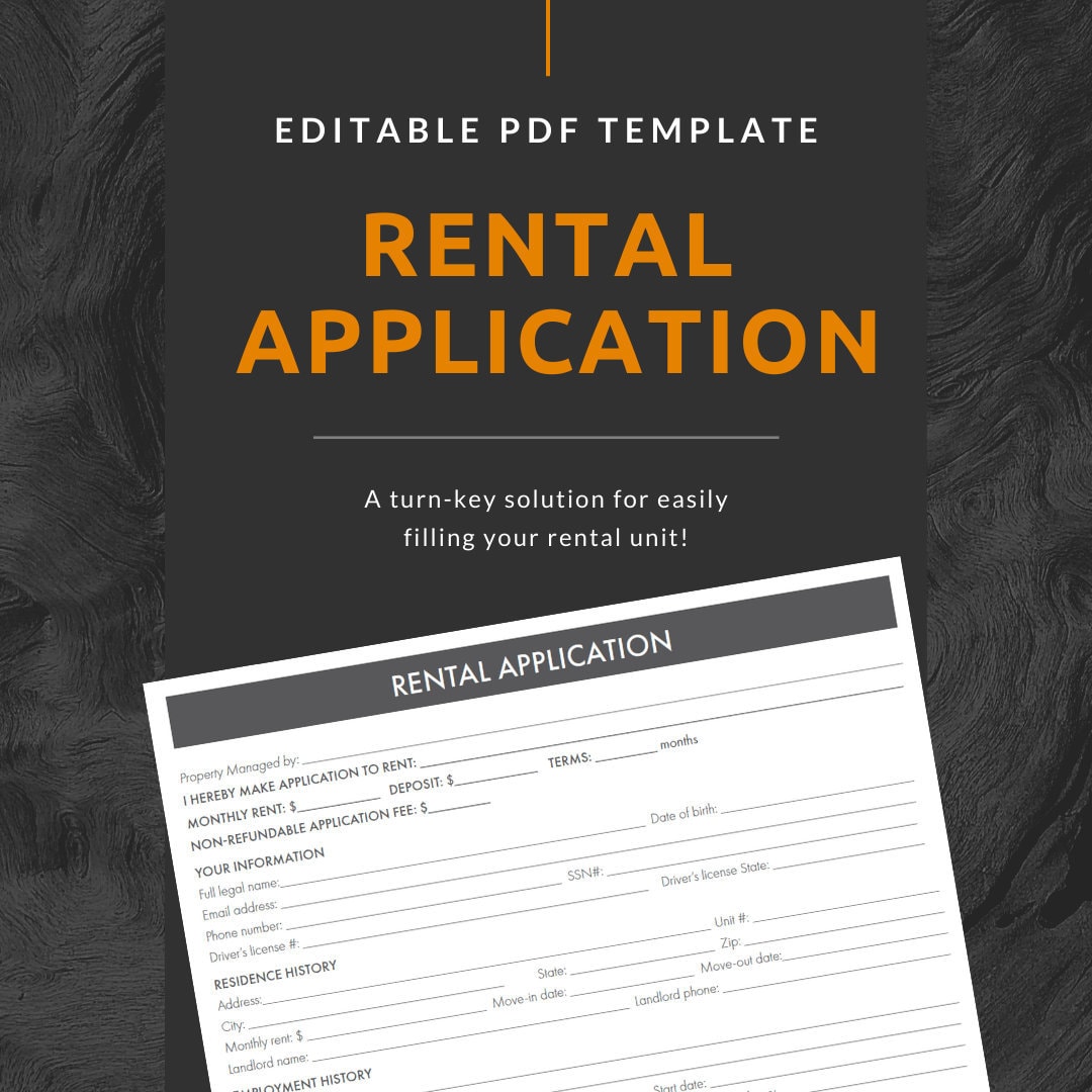 Rental Application (instant Download - Editable PDF Form) - Etsy