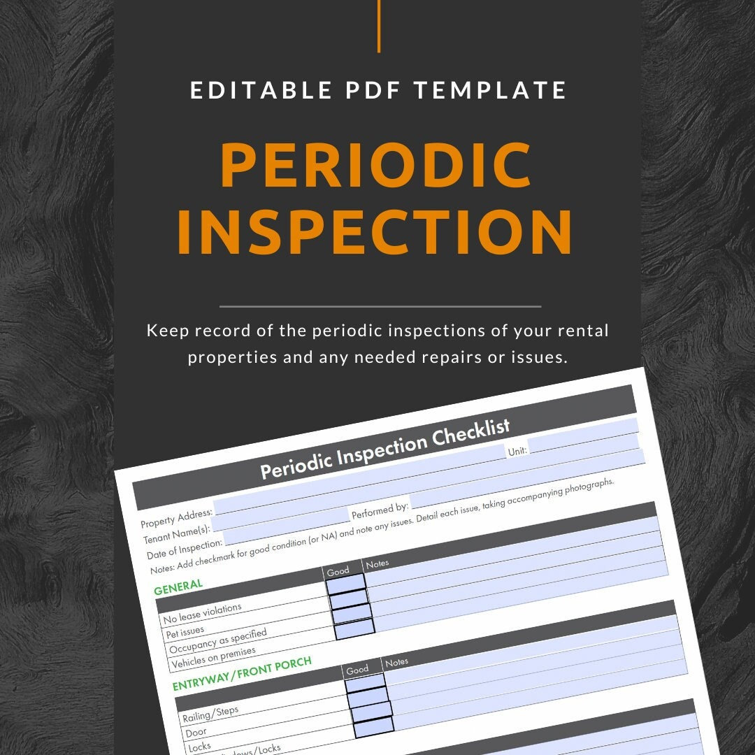 Periodic Rental Inspection Checklist (instant Download - Editable PDF ...
