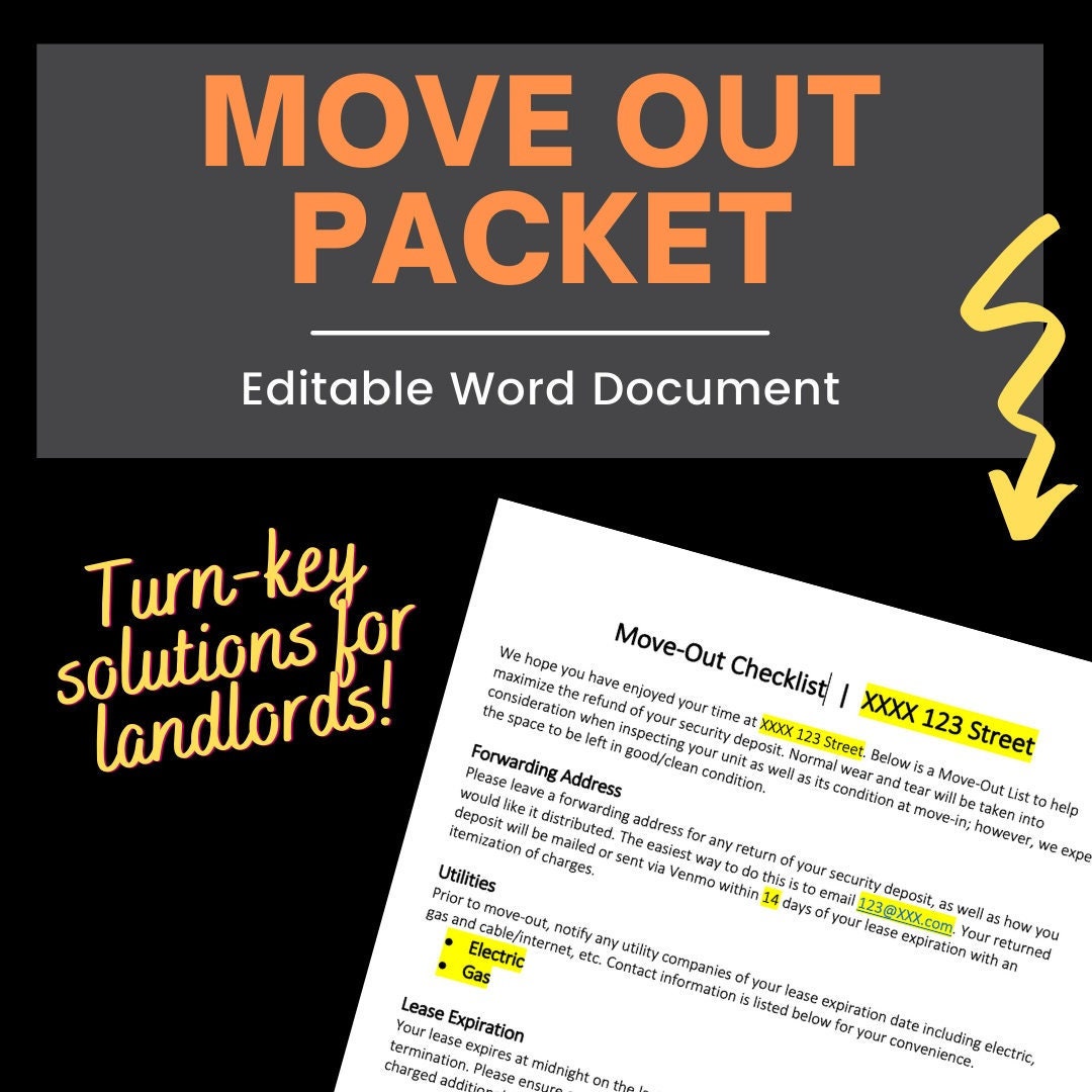 Tenant Move-out Packet - Rental Property Management (instant Download ...