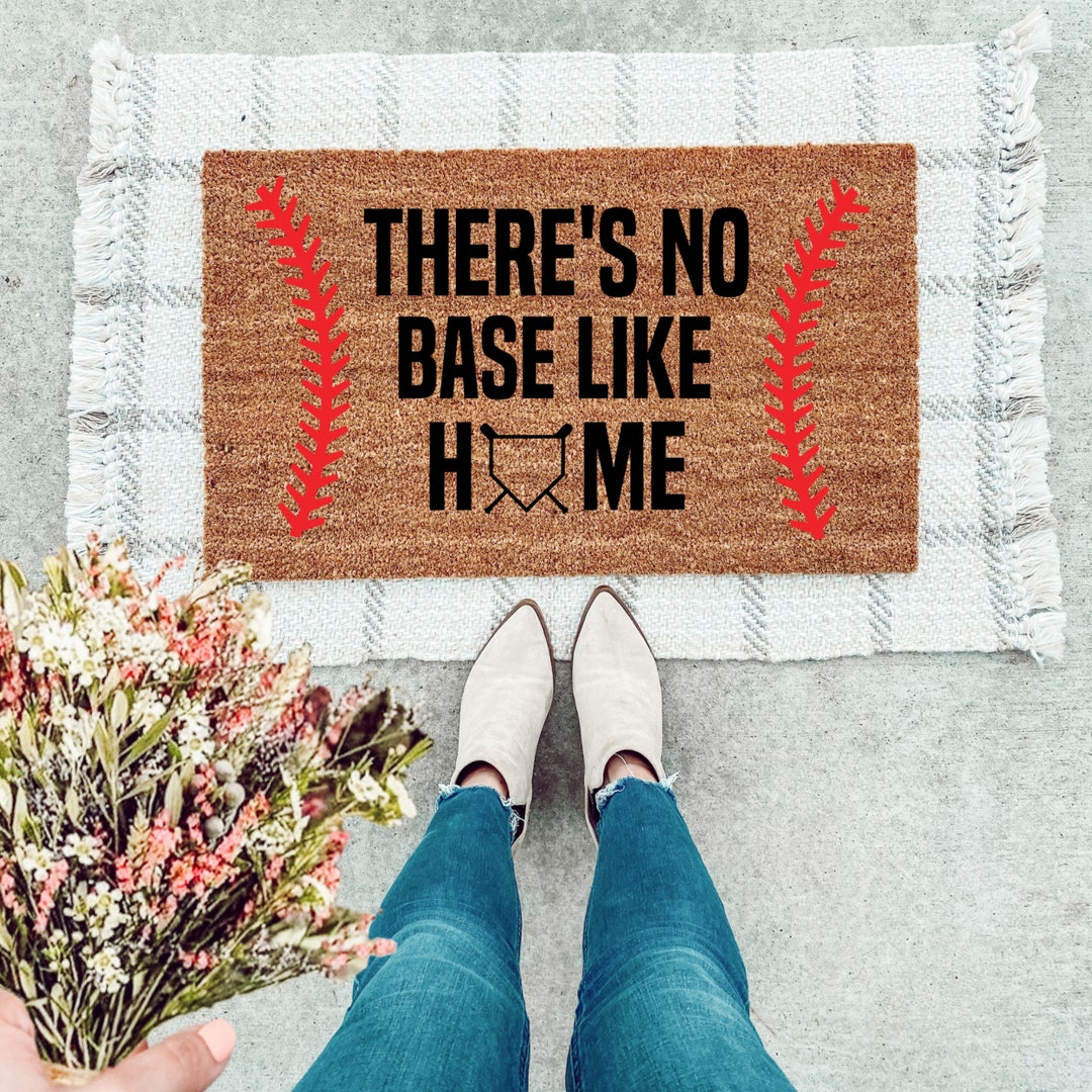 Baseball Welcome Coir Door Mat, There’s No Base Like Home Baseball ...