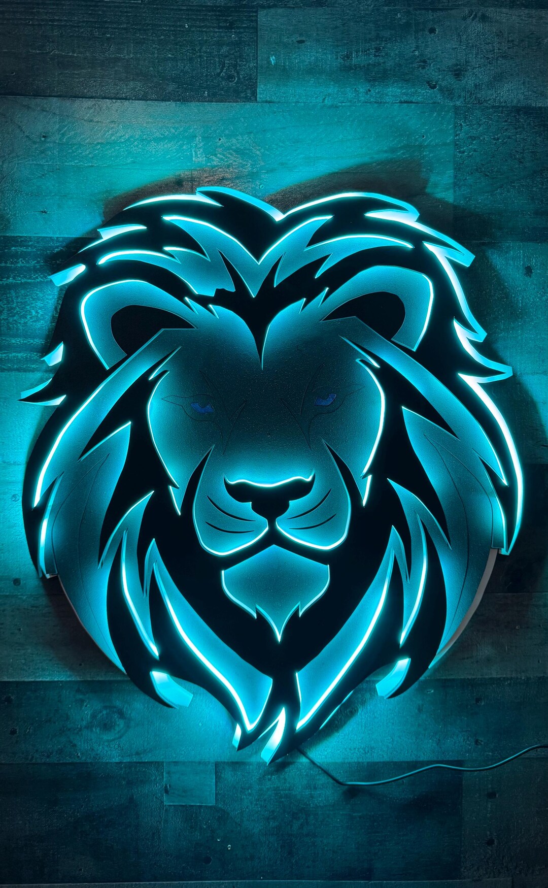 Backlit LED Jungle King Lions Head 3D Sign - Etsy
