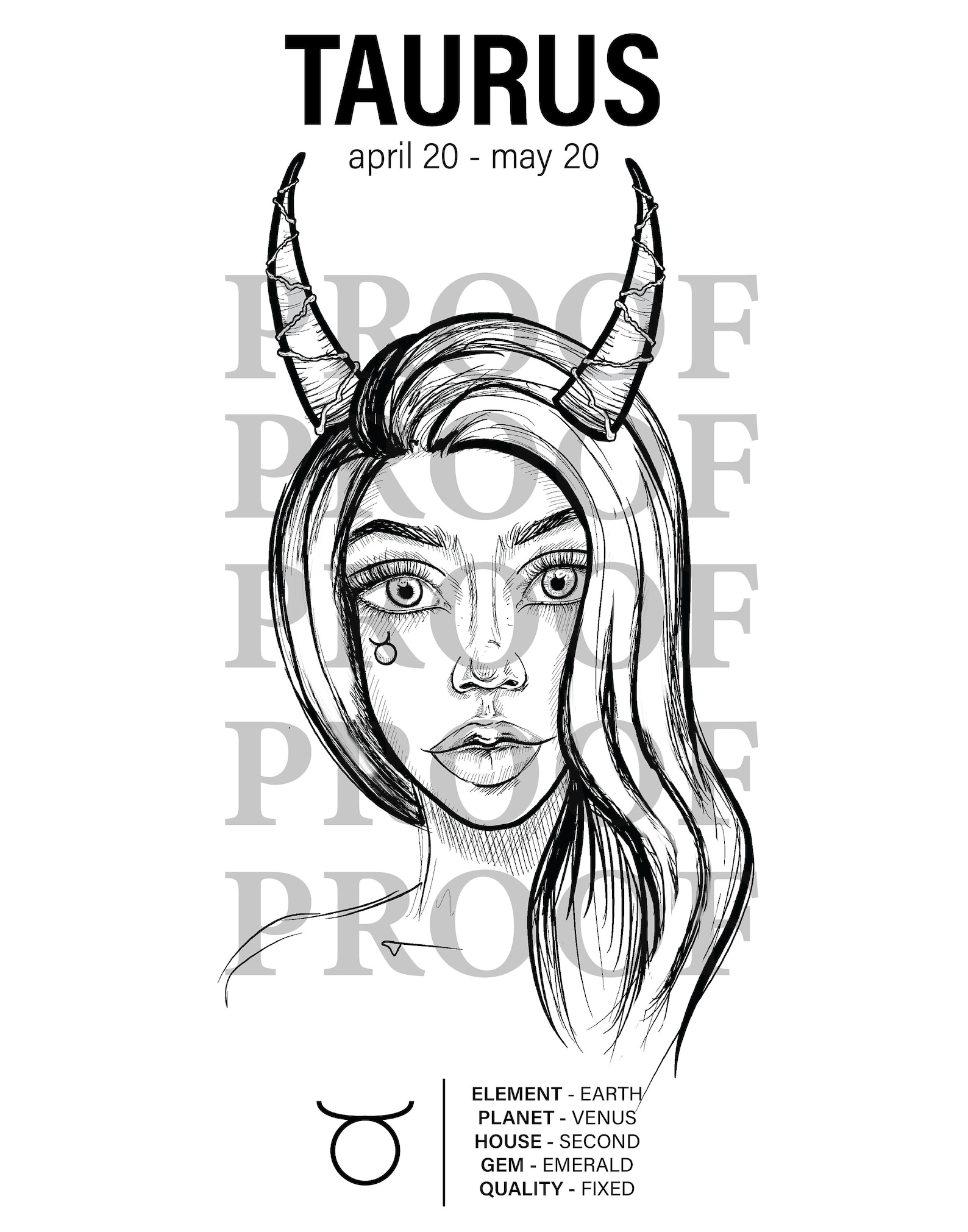 Taurus Printable Print Package - Standard Black and White Version - Etsy