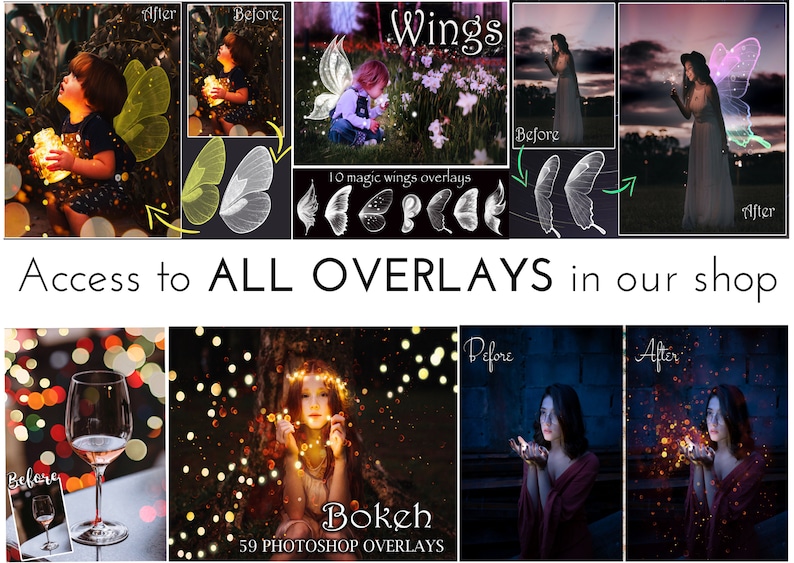 550 Photo Overlays Pack JPG/PNG for Adobe Photoshop Various Photography ...