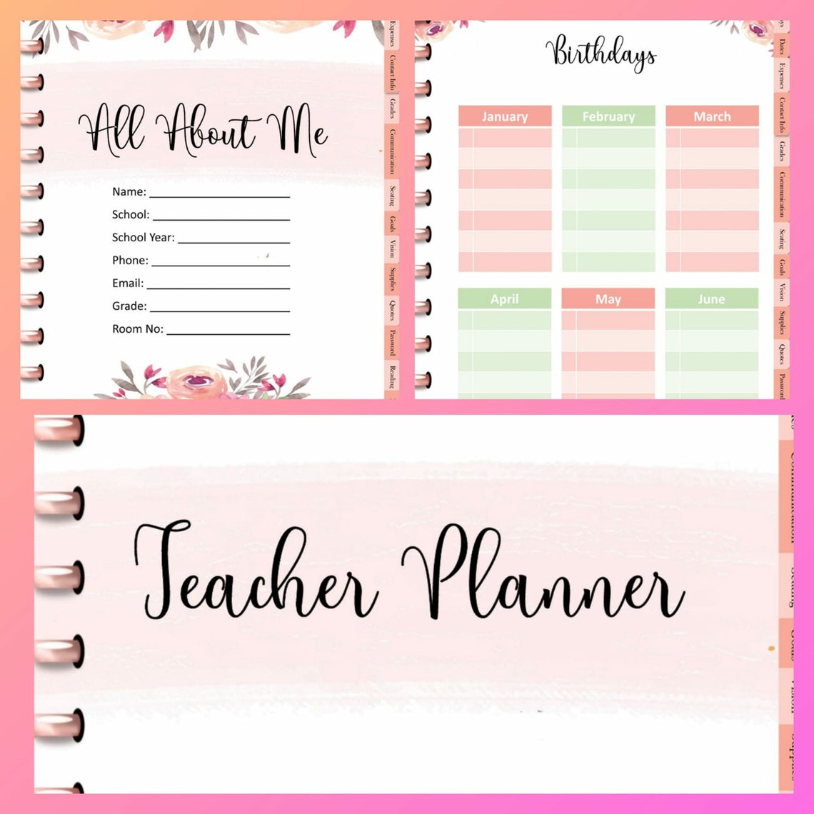 Teacher Planner Printable, Teacher Planner Digital, Lesson Planner ...