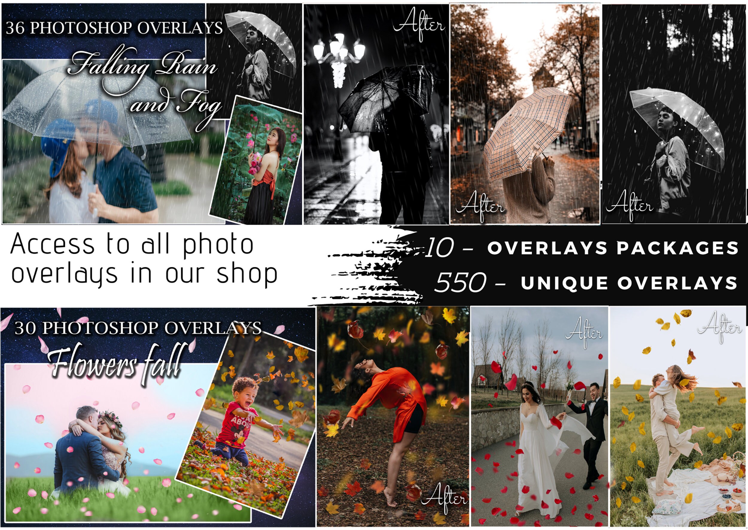 550 Photo Overlays Pack JPG/PNG for Adobe Photoshop Various Photography ...