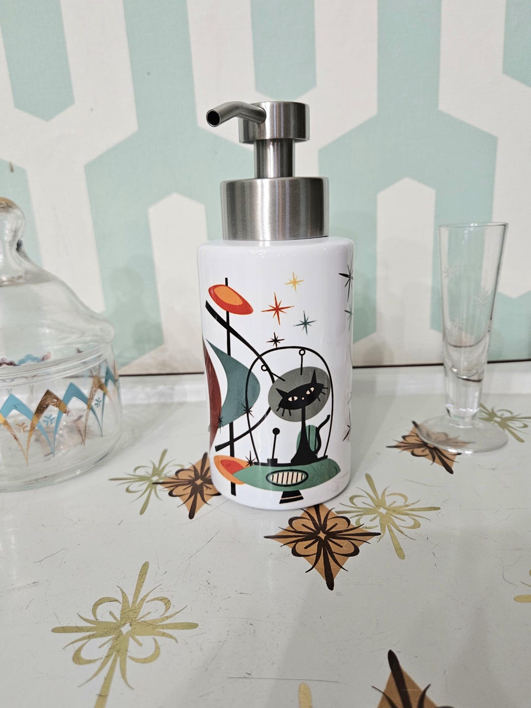 Atomic MCM Space Cat Soap Dispenser - Etsy