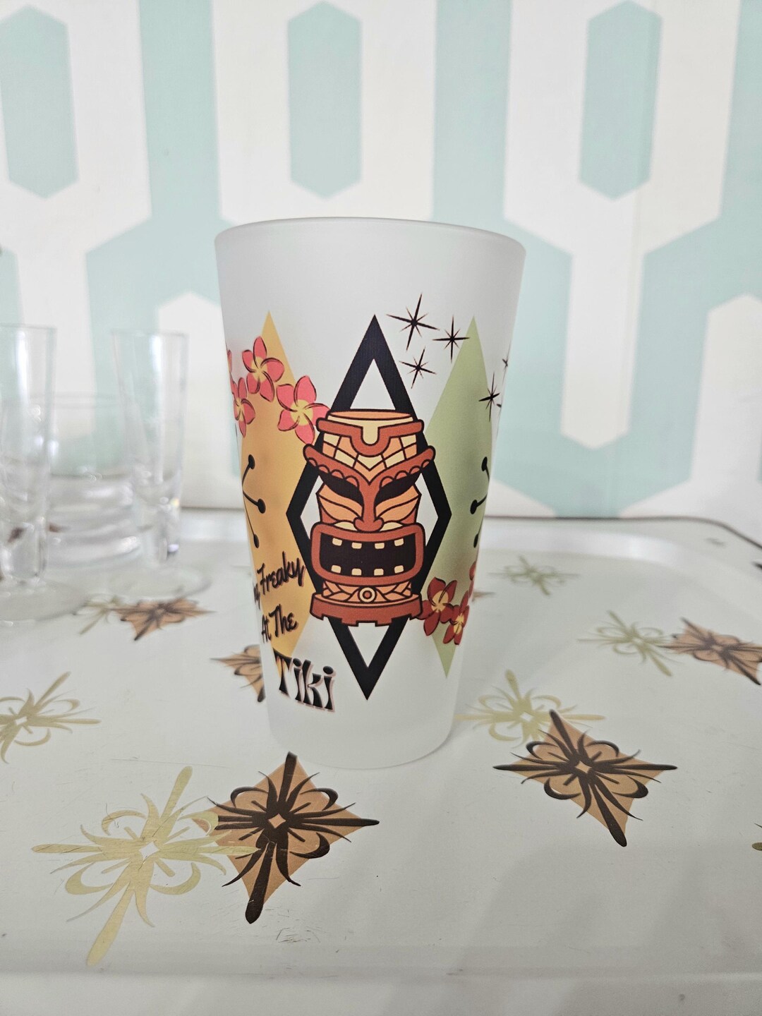 17oz Atomic MCM Tiki "getting Freaky at the Tiki" Frosted Glass Pint ...
