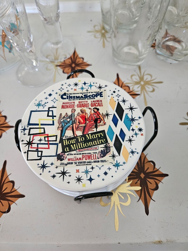 Atomic MCM Classic Film Coasters Set of 6 - Etsy