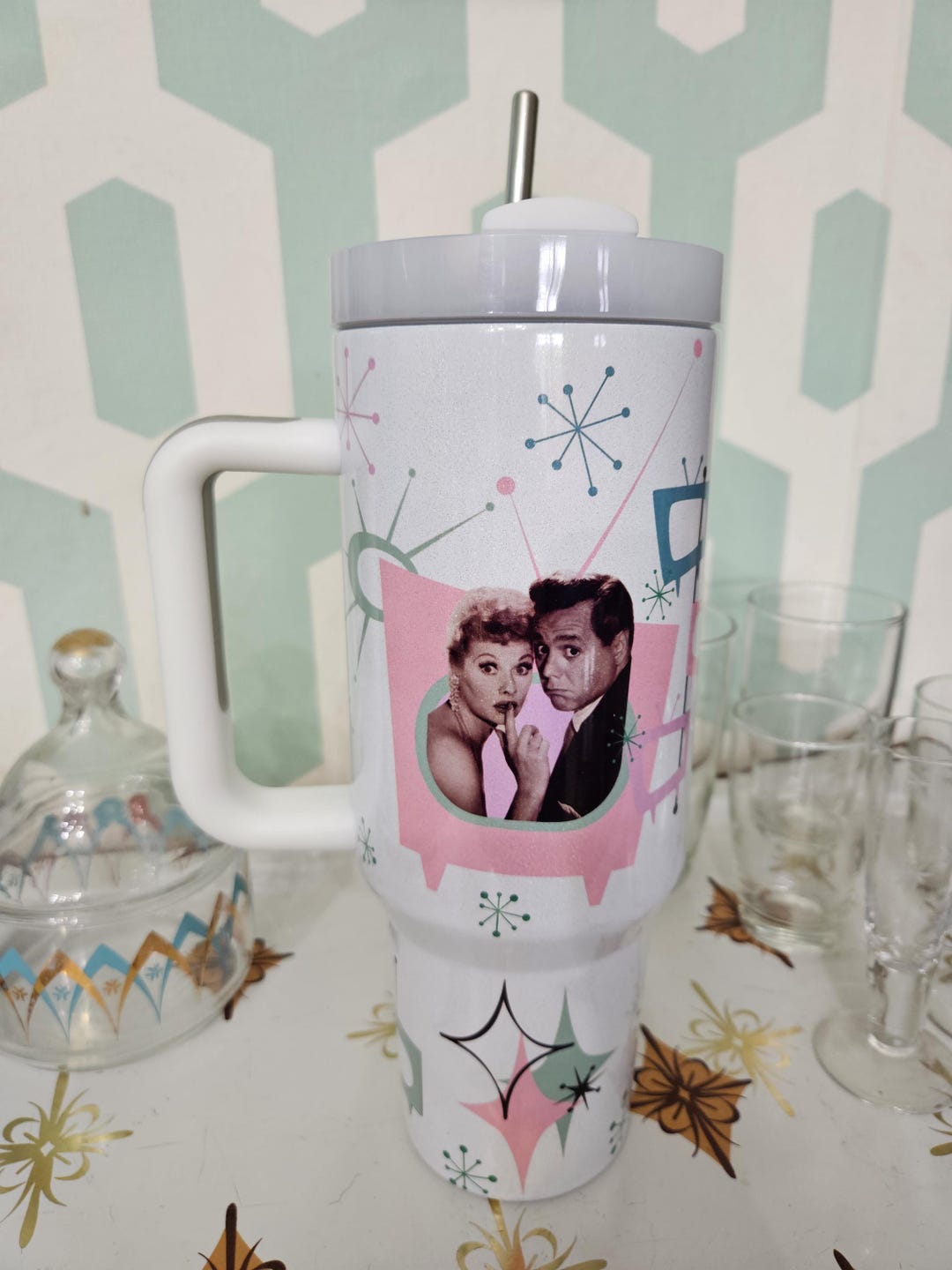 Atomic MCM I Love Lucy 40oz Insulated Stainless Steel With Handle - Etsy